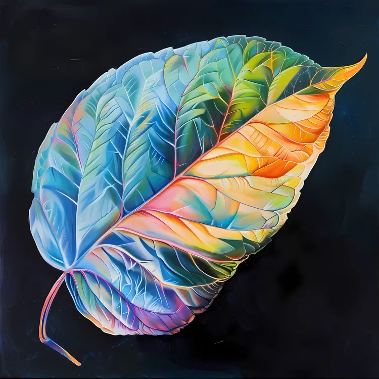 Colorful Abstract Leaf Painting