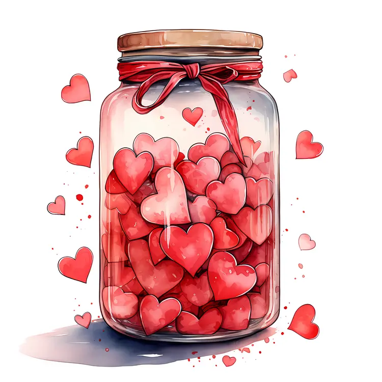 Heartfelt Hearts in a Jar Illustration