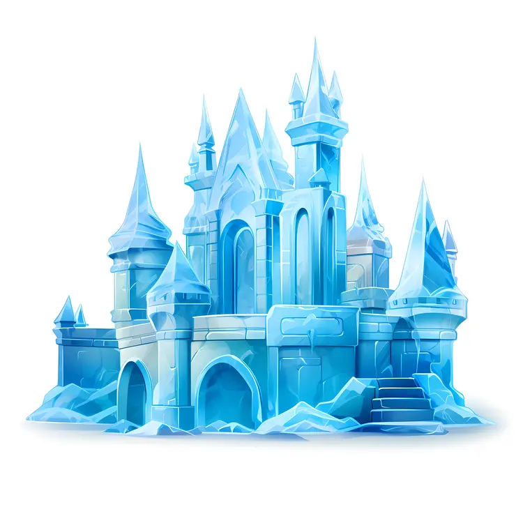 Small Ice Castle with Blue Spires