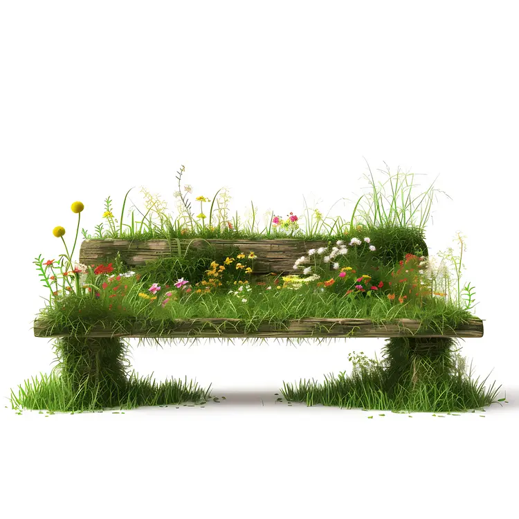 Nature-inspired Grass Bench with Wildflowers