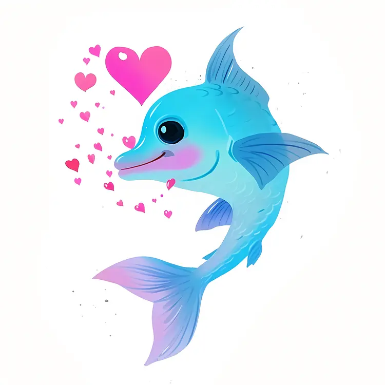Blue Fish with Hearts
