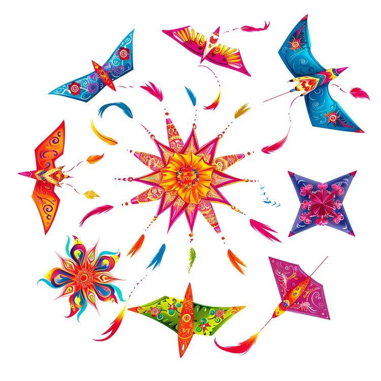 Colorful Kites in Circular Pattern