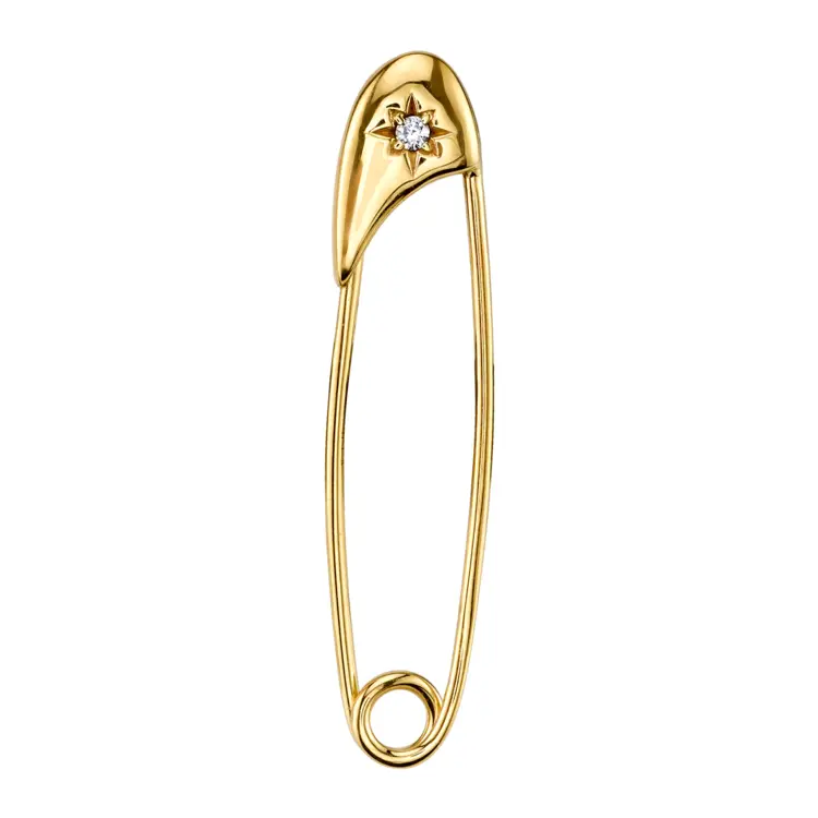 Gold Safety Pin with Star