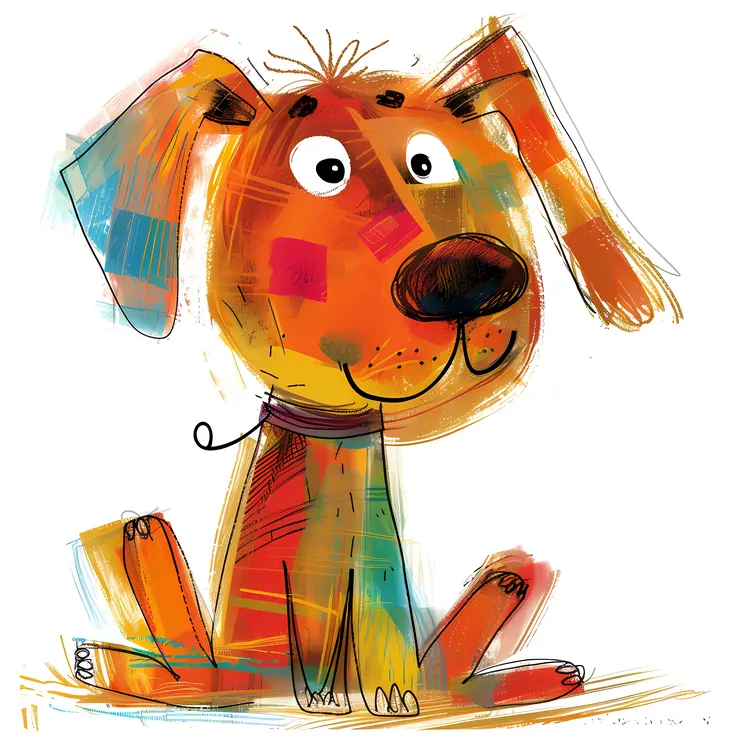 Colorful Cartoon Dog Illustration