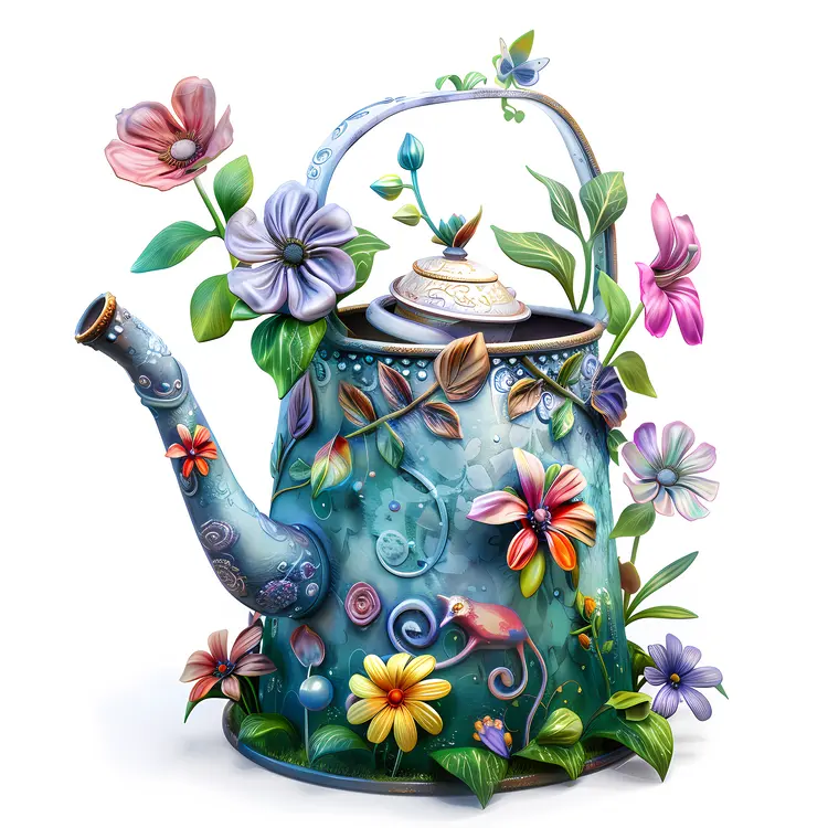Decorative Teapot with Flowers