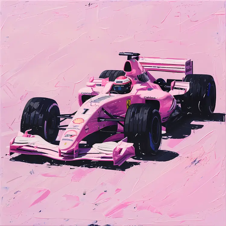 Pink Formula 1 Car in Action