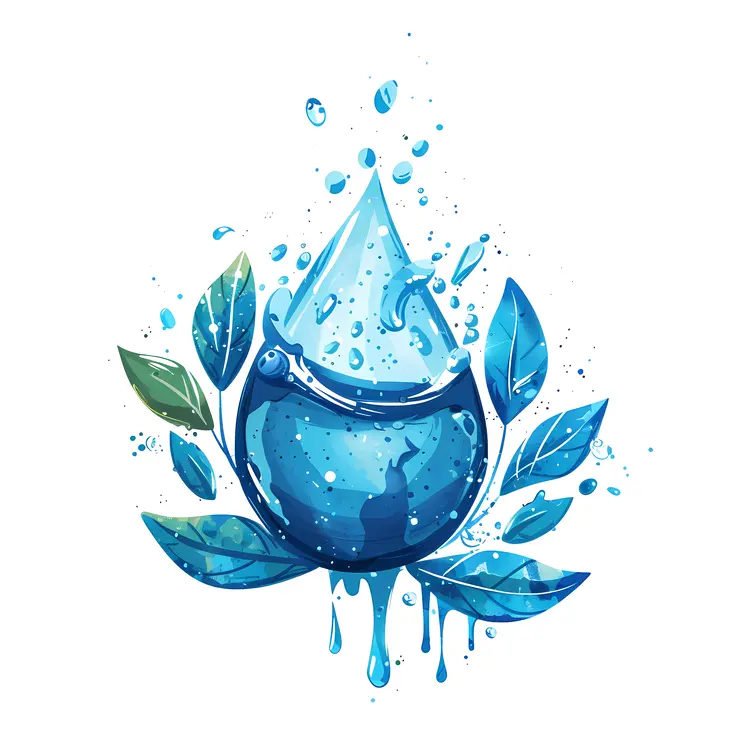 Refreshing Water Drop with Leaves