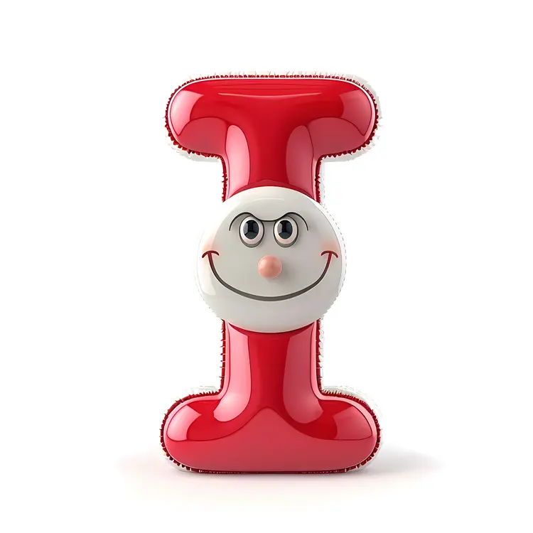 Red Letter I with Smiley Face