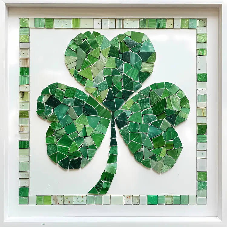 Framed Mosaic Green Clover
