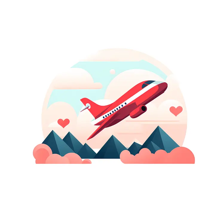 Red Airplane Flying Over Mountains