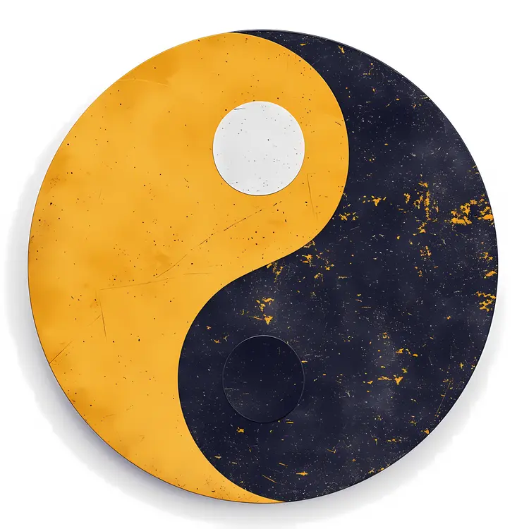 Modern Yin Yang Symbol in Yellow and Black