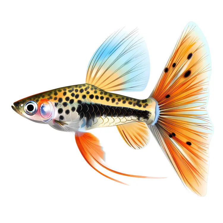 Spotted Fish with Orange and Blue Fins