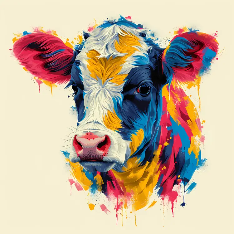 Colorful Cow Art