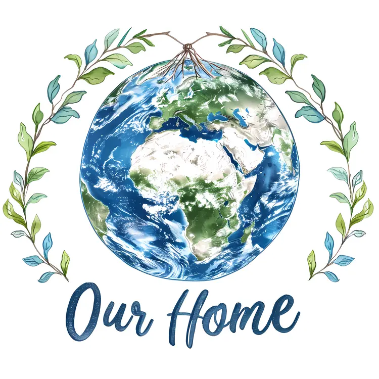 Our Home Earth with Leafy Wreath