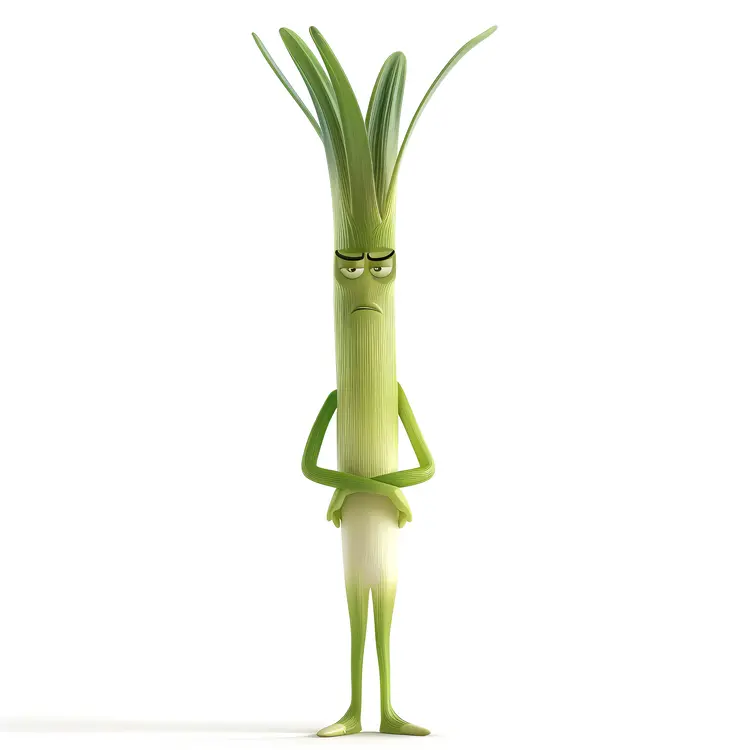 Grumpy Cartoon Green Onion
