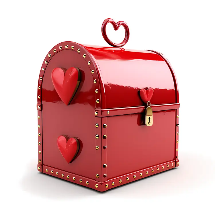 Red Heart Chest with Lock