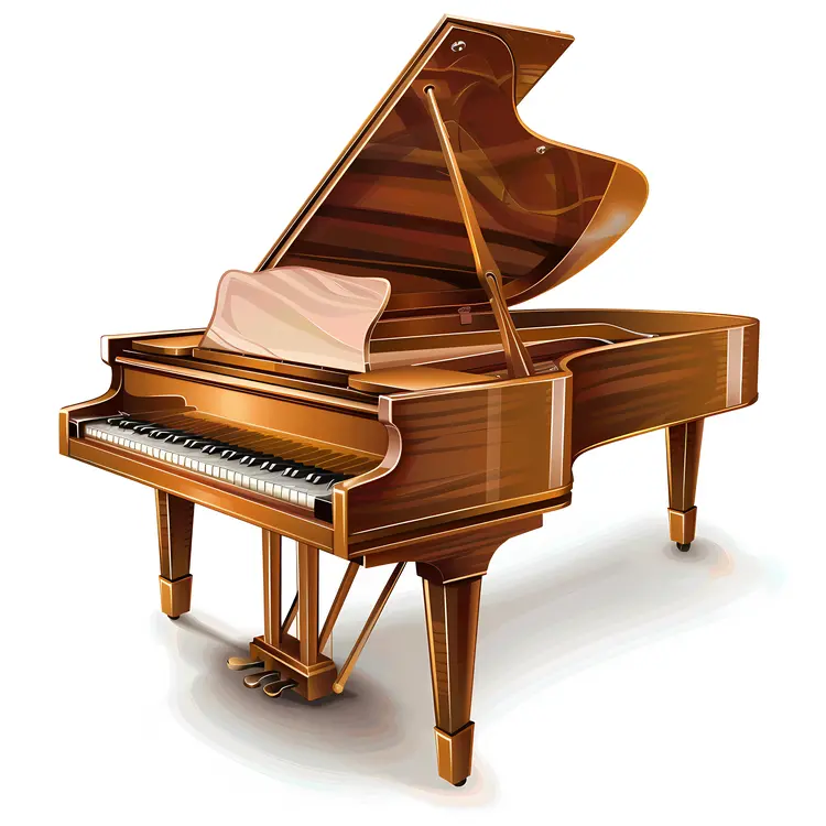 Realistic Wooden Grand Piano