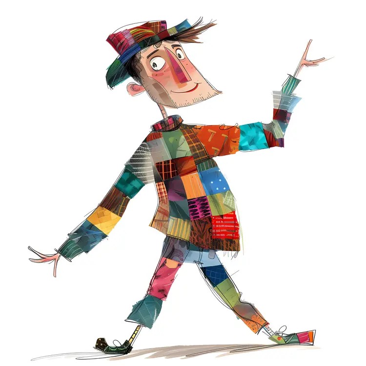Colorful Patchwork Cartoon Man