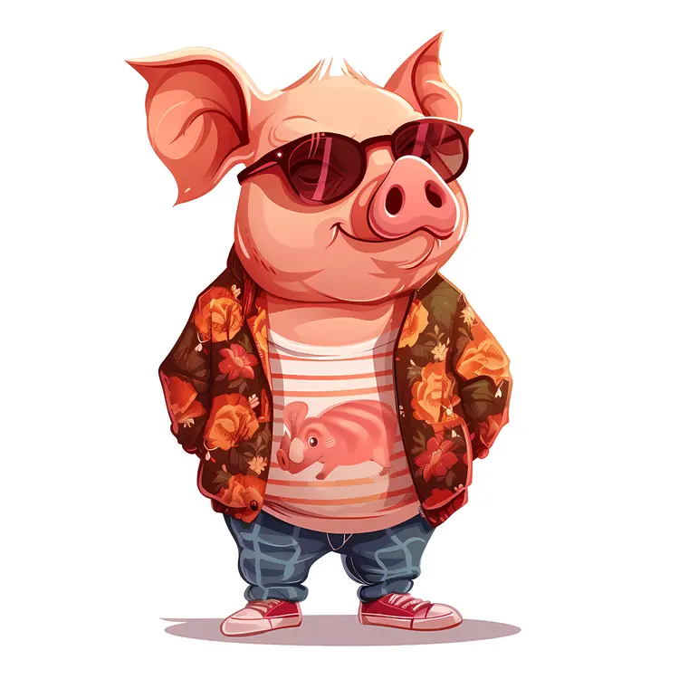 Cool Pig in Jacket Illustration