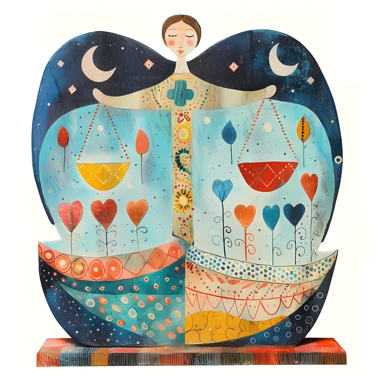Colorful Balance Art with Moon and Stars