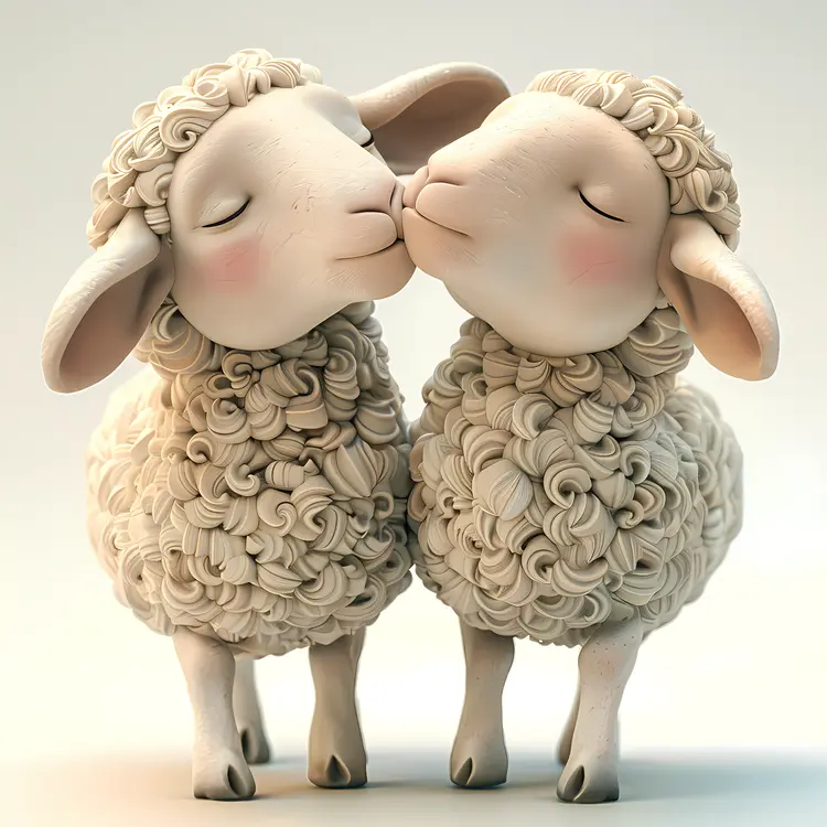 Adorable Kissing Sheep