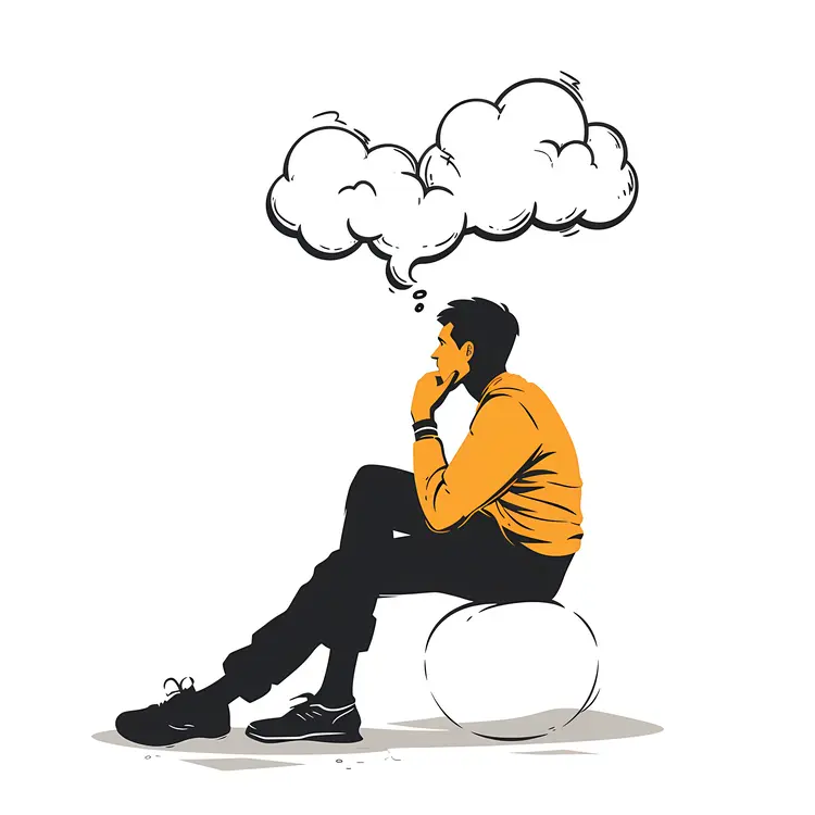 Man Sitting and Thinking