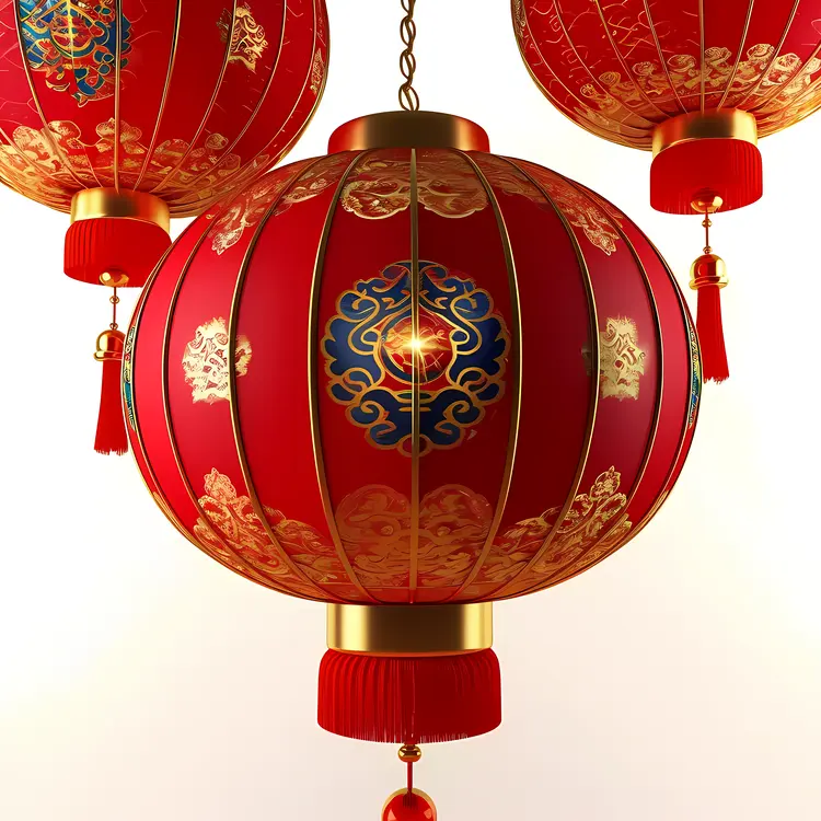 Red Lantern with Gold Patterns