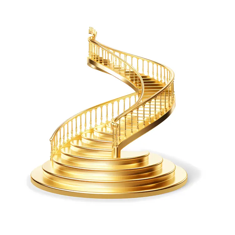 Luxurious Golden Spiral Staircase