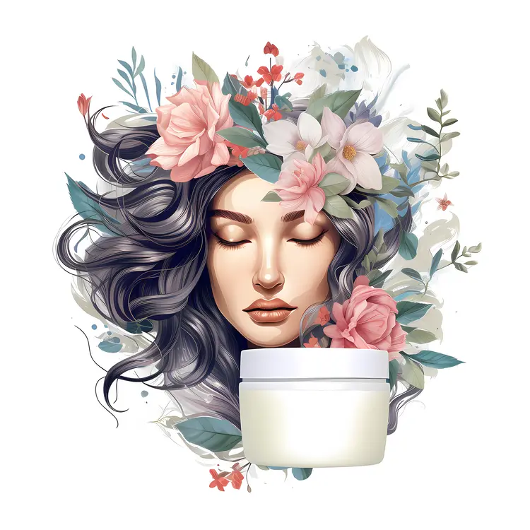 Cream Jar with Woman and Floral Design