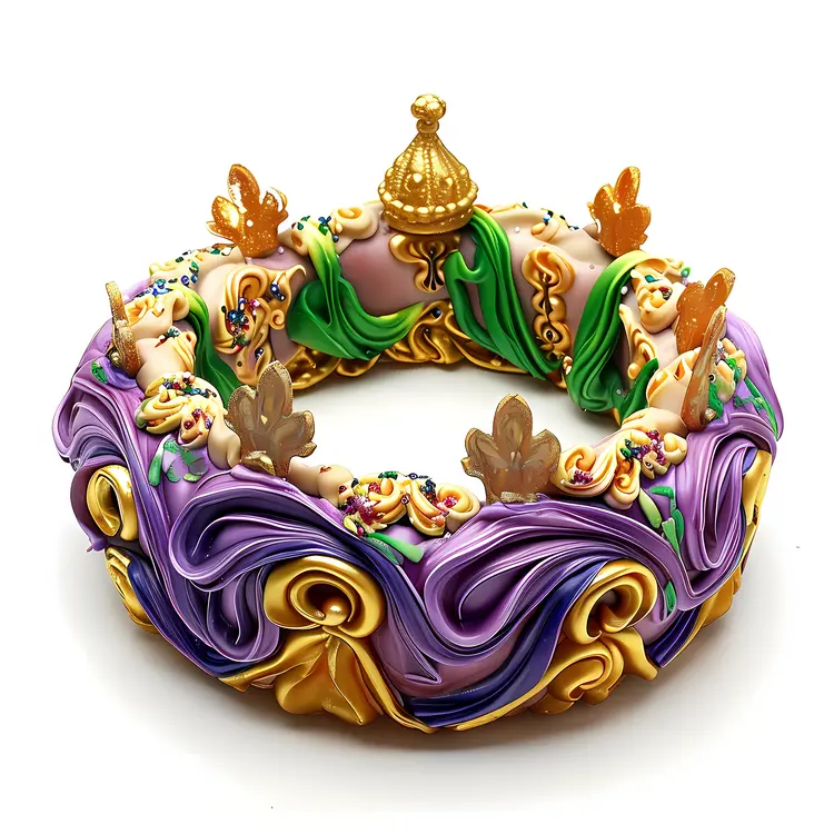 Colorful King Cake with Crown Decoration