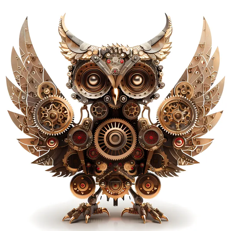 Intricate Mechanical Owl with Gears