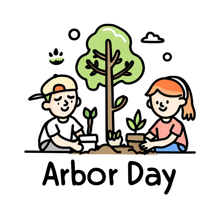 Children Planting Trees for Arbor Day