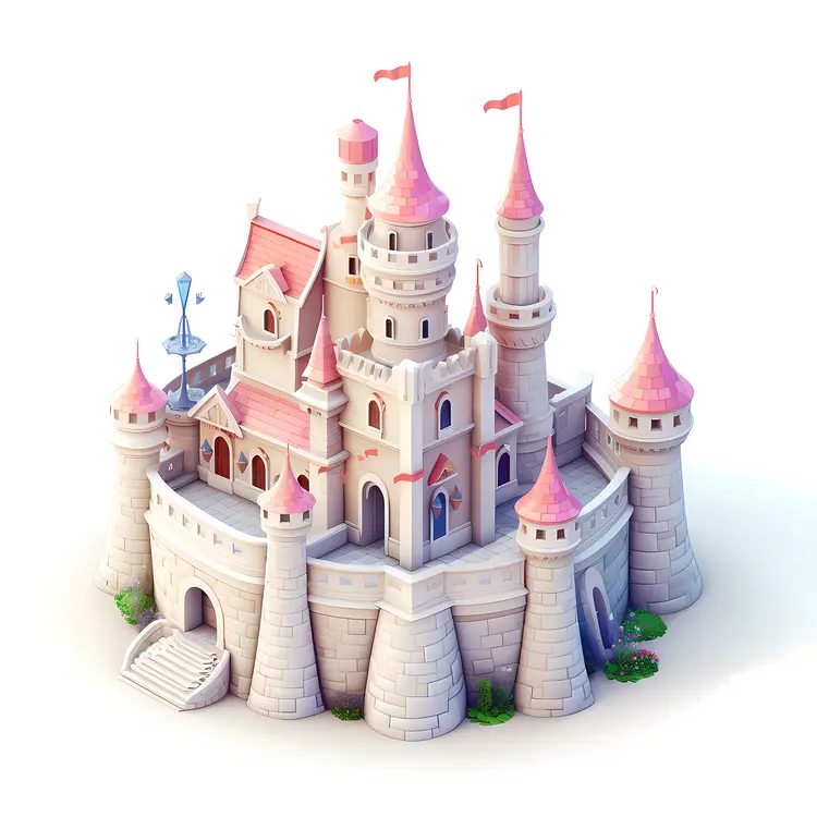 Fantasy Castle with Pink Towers