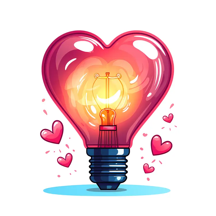 Glowing Heart Shaped Light Bulb