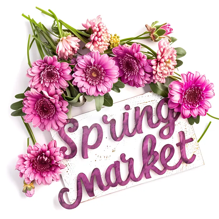 Spring Market with Pink Flowers