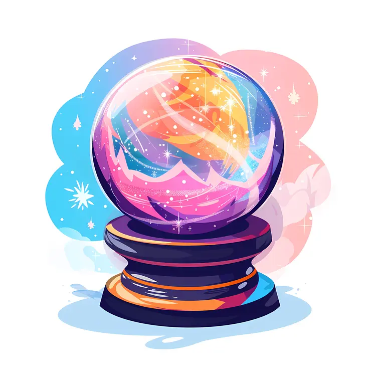 Colorful Crystal Ball with Stars