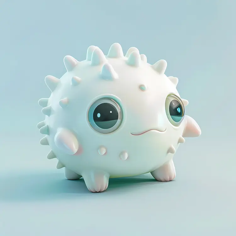 Happy Spiky Fish Cartoon