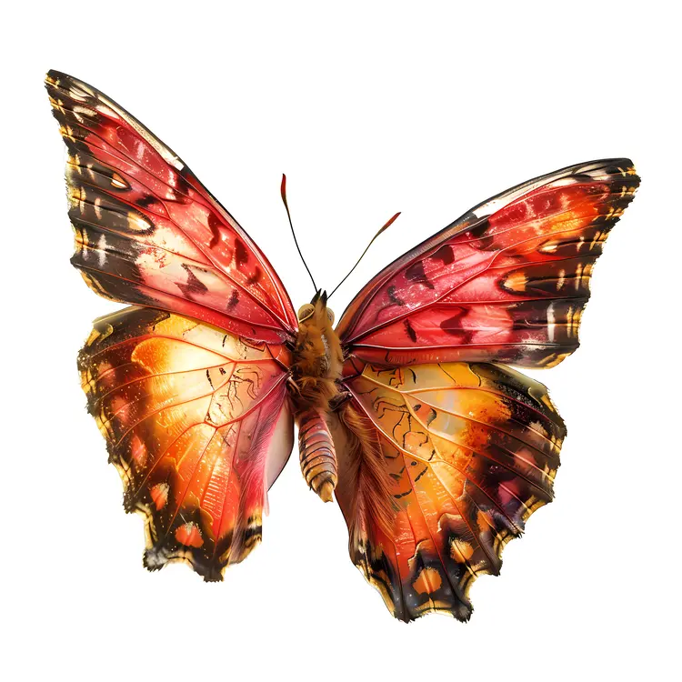 Orange Butterfly with Detailed Wings