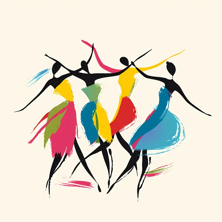 Dancing Figures in Dresses