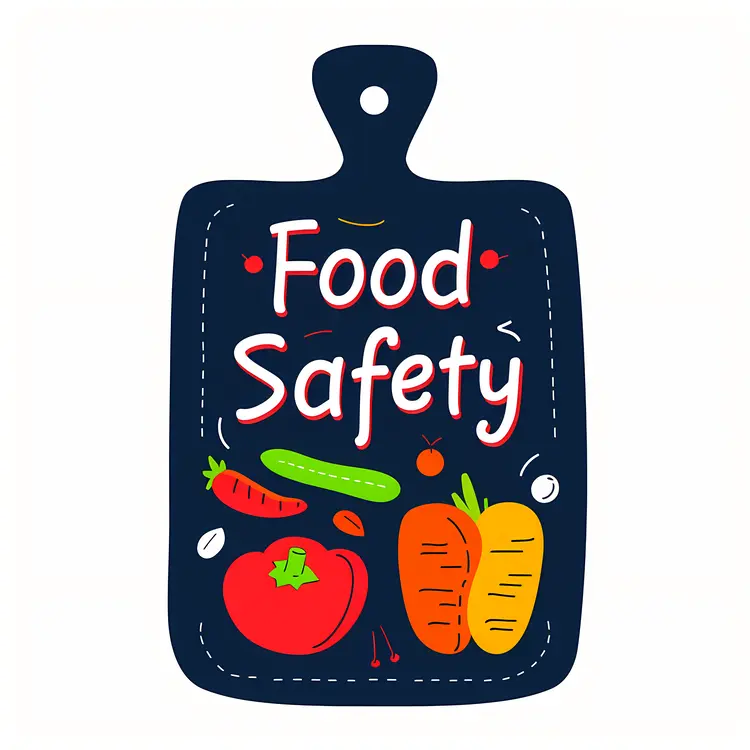 Food Safety Sign with Cutting Board and Vegetables