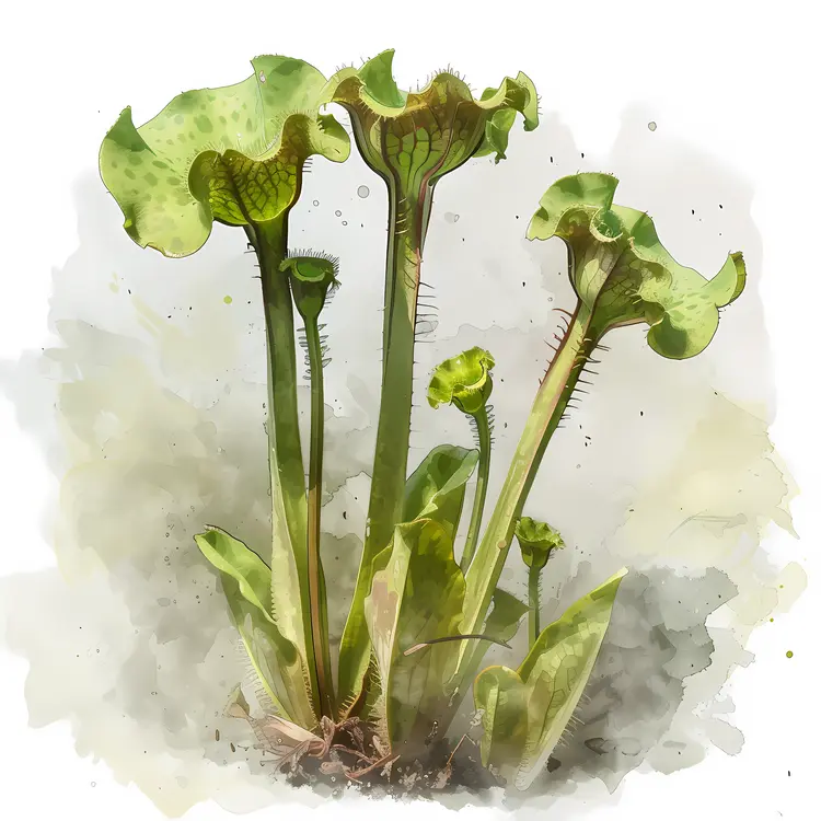 Green Pitcher Plants Illustration