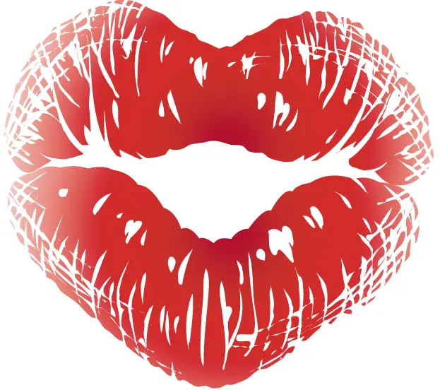 Red Lip Print on Transparent Background