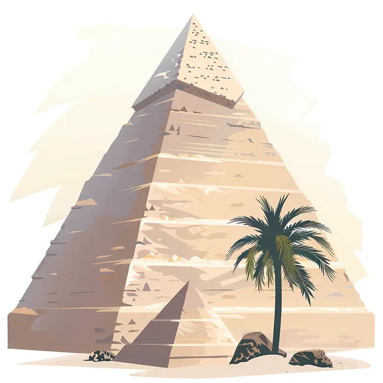 Ancient Egyptian Pyramid with Palm Tree