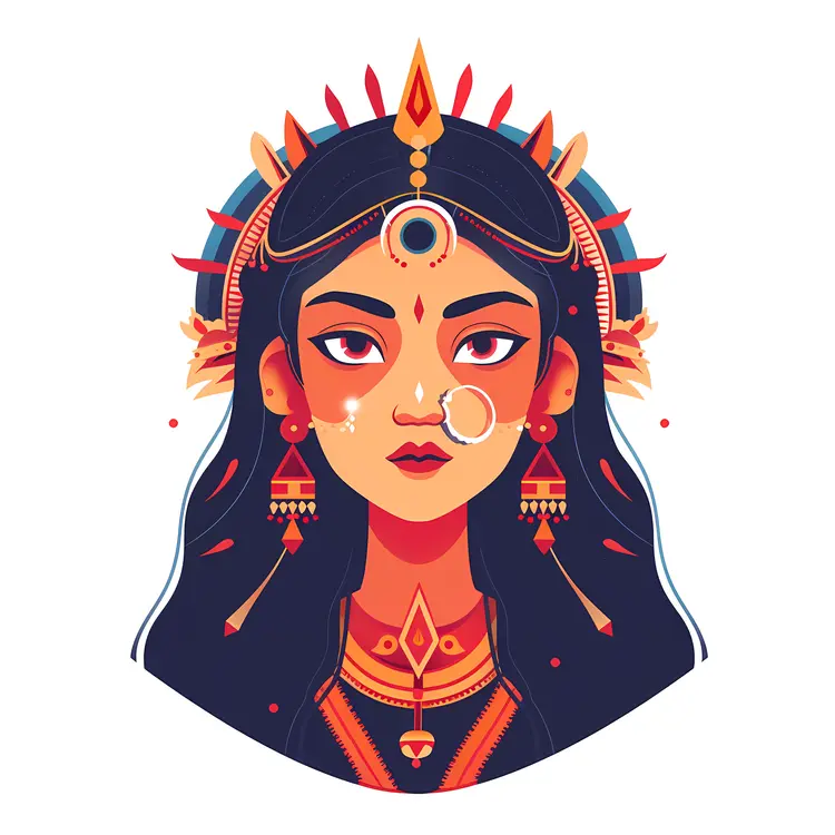 Colorful Goddess Illustration with Intricate Details