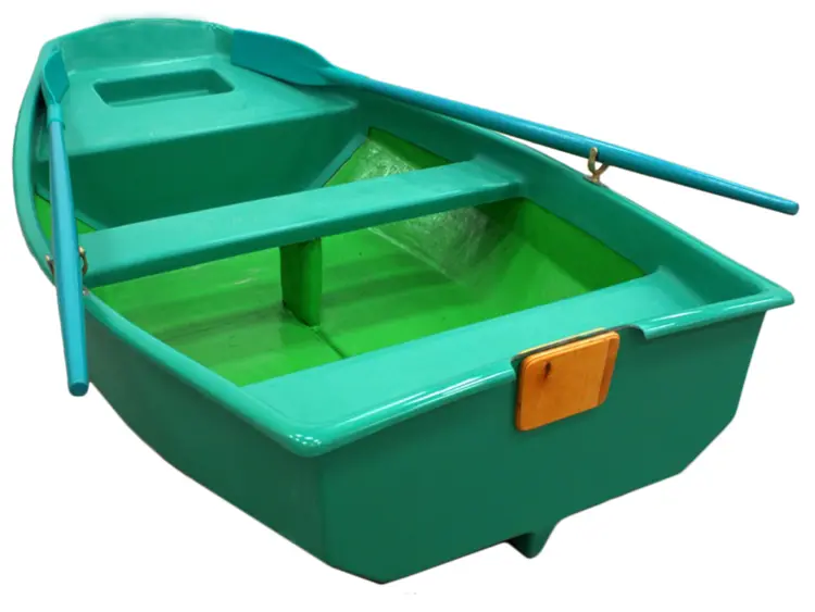 Green Rowboat with Oars