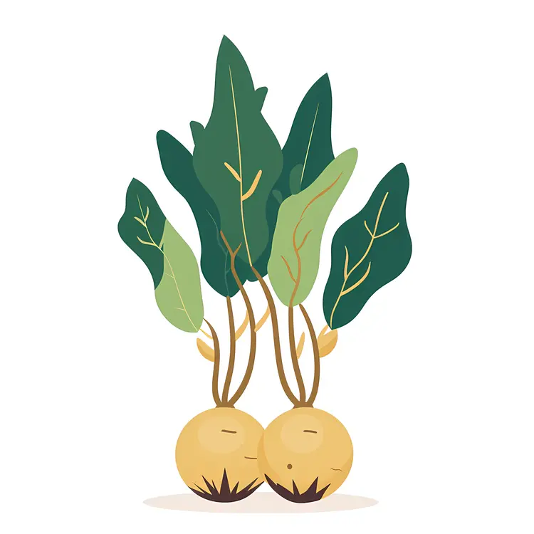 Maca Plant with Leaves and Roots