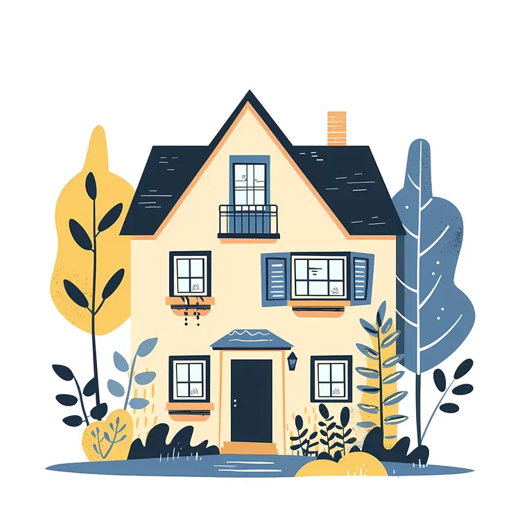 Cute House with Garden and Windows