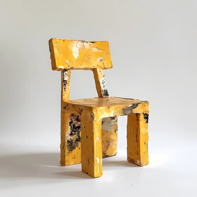 Abstract Yellow Chair with Artistic Design