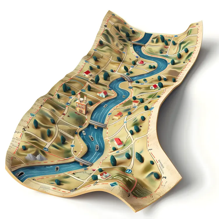 Curved Map Illustration