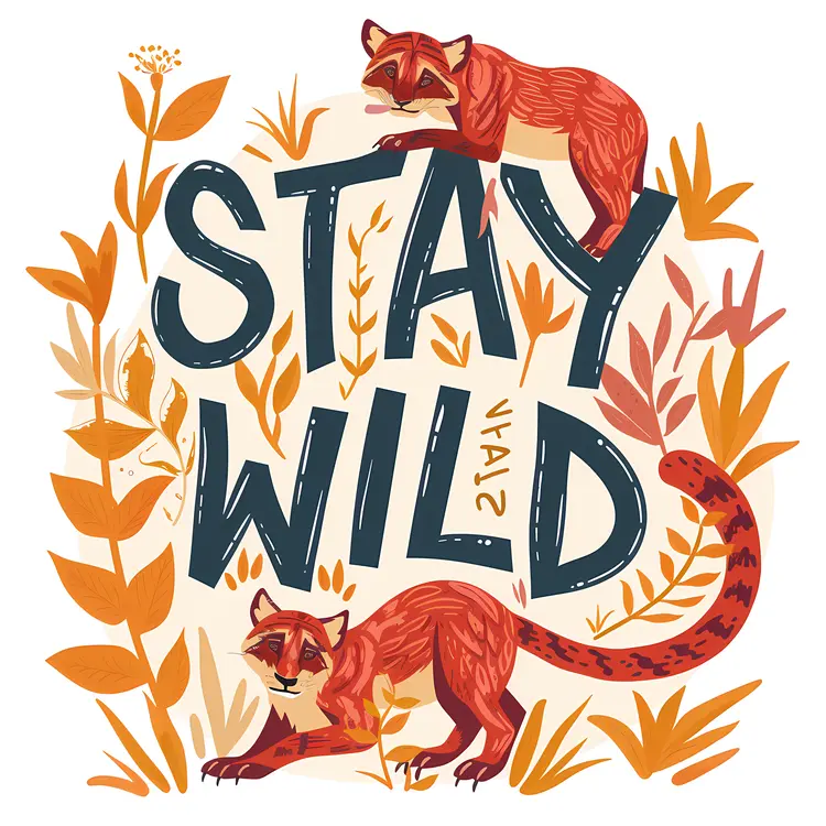 Stay Wild Typography with Foxes and Nature Elements